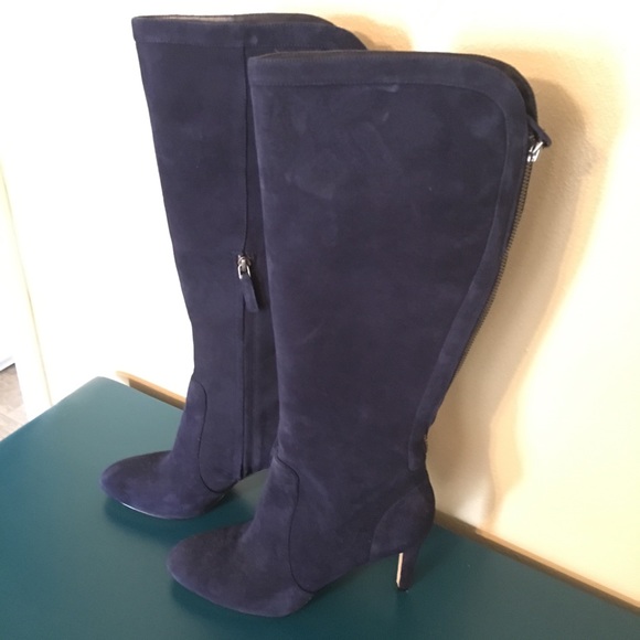 Nine West | Shoes | Nine West Navy Suede Boots | Poshmark